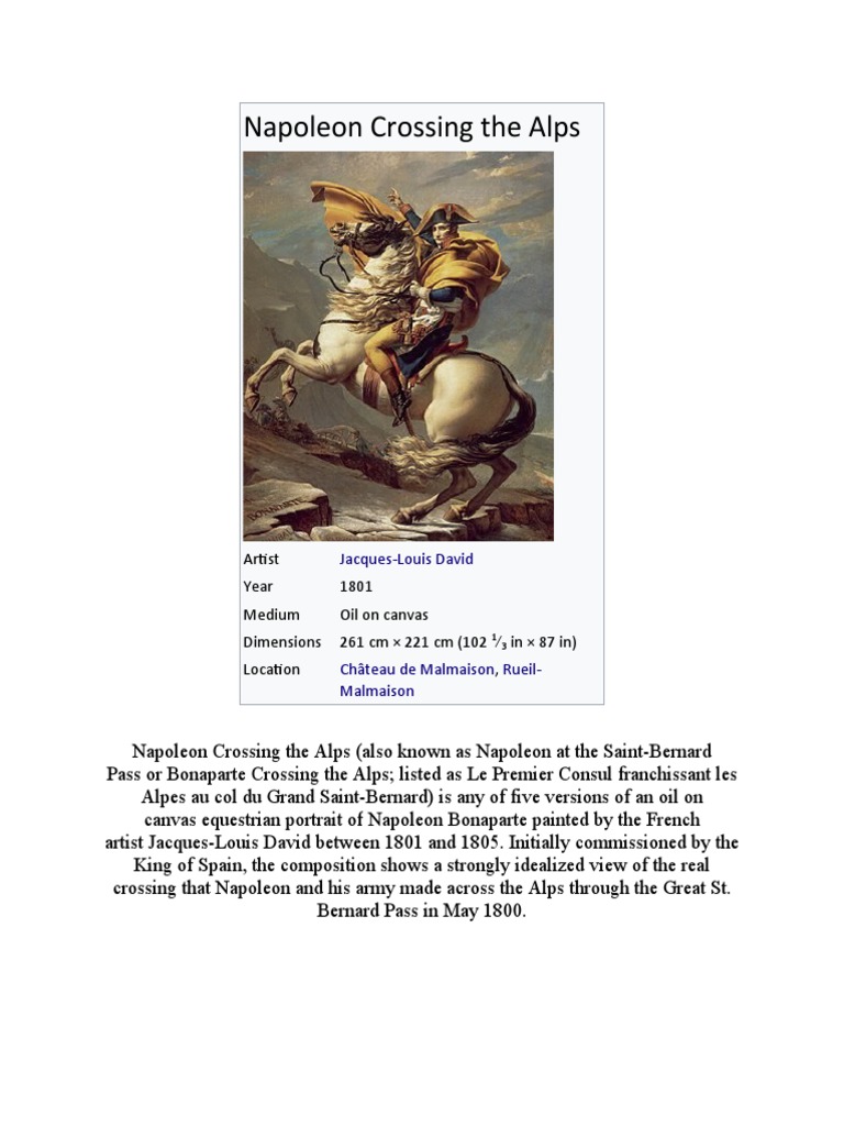 Napoleon Crossing The Alps | PDF | Sculpture | Paintings