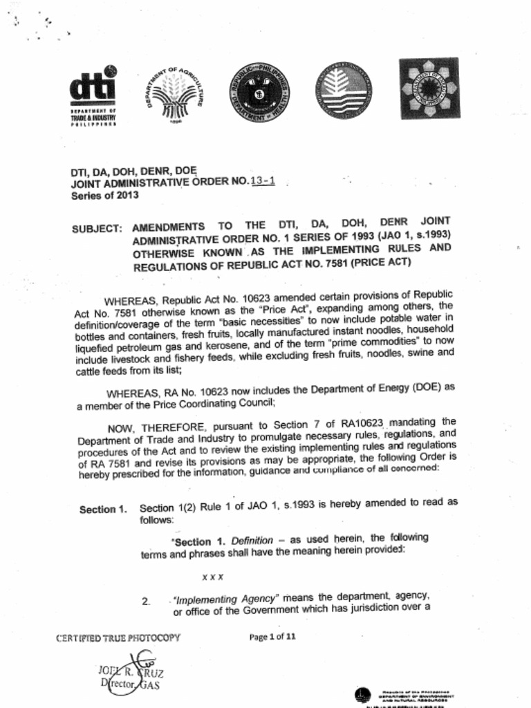 1RR Ra 7581 Price Act | PDF