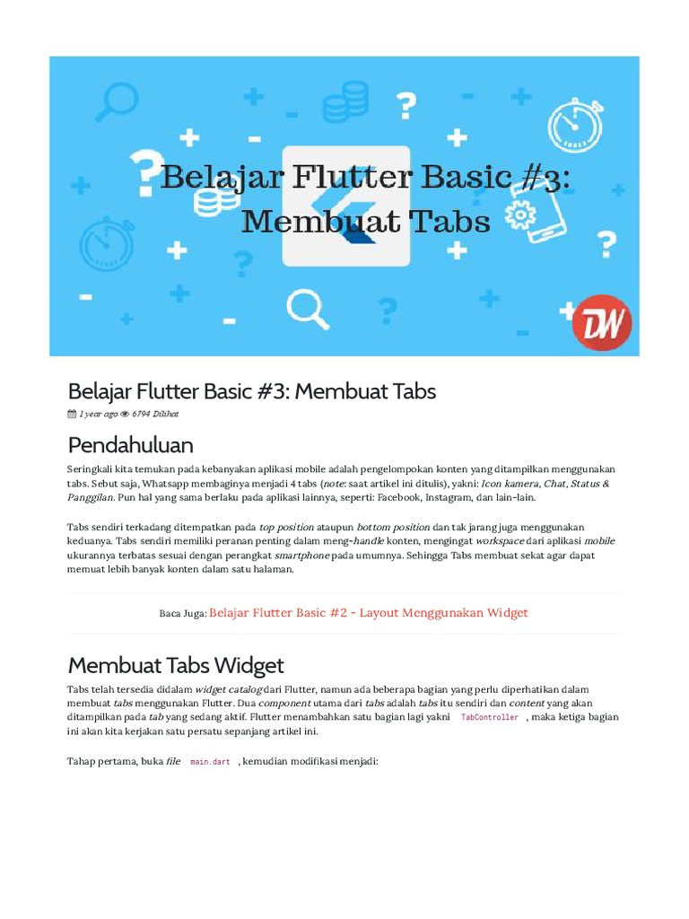 Belajar Flutter Basic #3 - Membuat Tabs | PDF