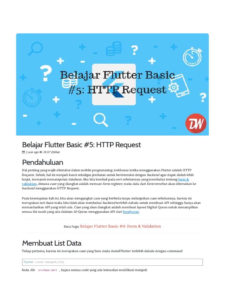 Belajar Flutter Basic #5 - HTTP Request | PDF Belajar Flutter Basic #5 - HTTP Request | PDF