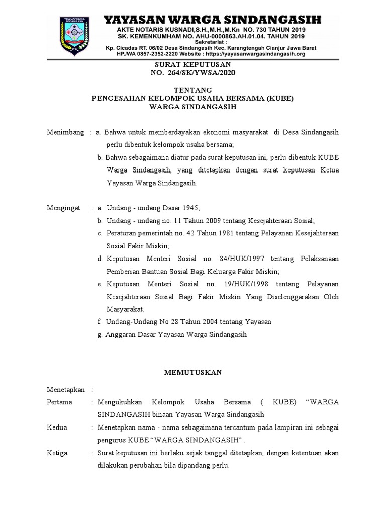 Contoh SK Kube | PDF