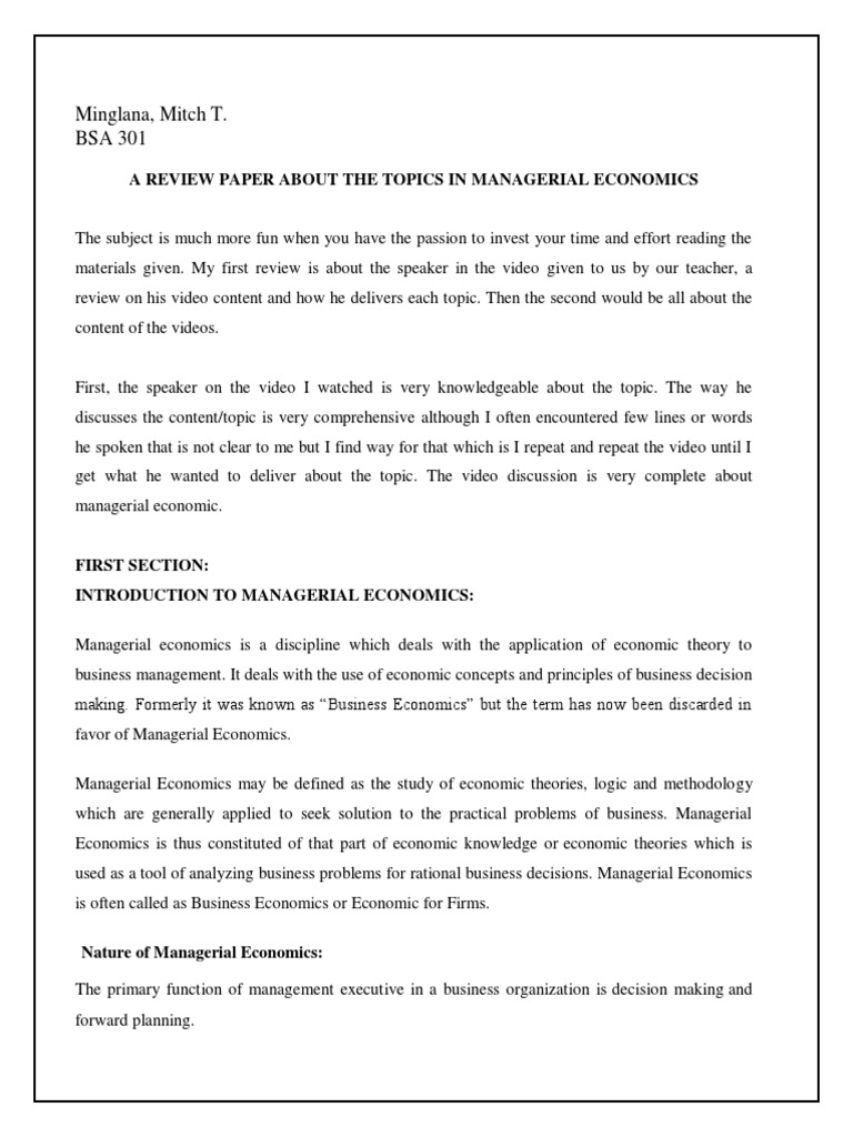 Managerial Economics | PDF | Average Cost | Long Run And Short Run