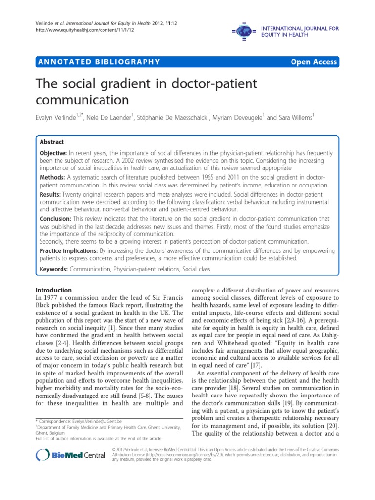 The Social Gradient in Doctor-Patient Communication ...