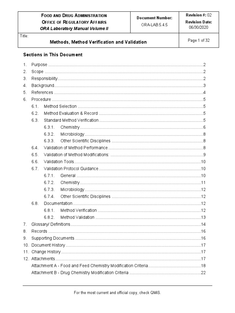 Ora Lab Manual Vol Ii Section 5 4 5 Methods Method Verification And Validation Pdf Pdf