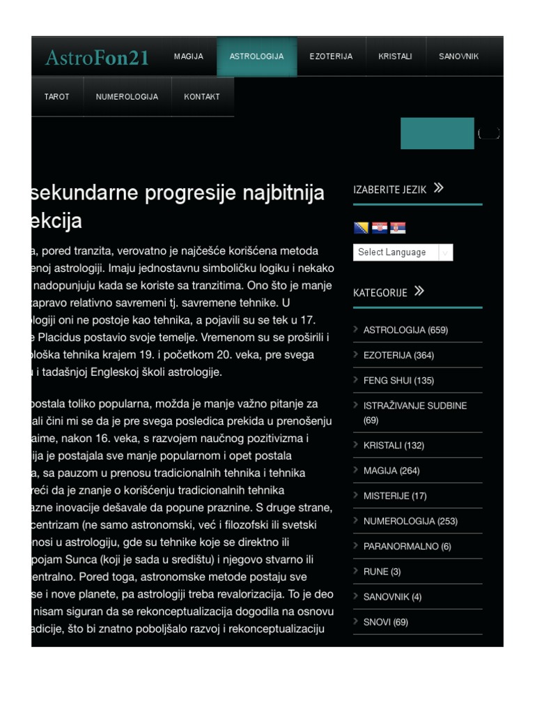Direkcije Ili Sekundarne Progresije Najbitnija Astrološka Lekcija PDF | PDF