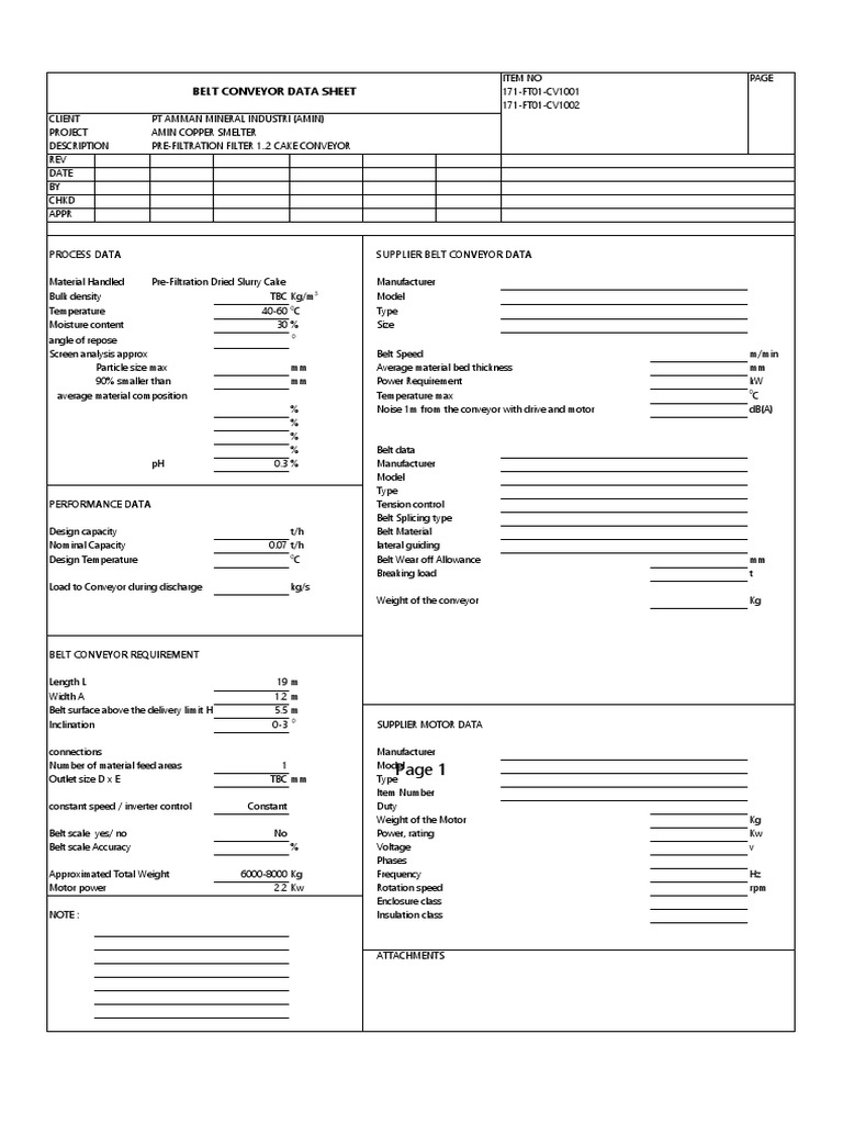 Belt Conveyor Data Sheet PDF | PDF | Belt (Mechanical) | Mechanical ...