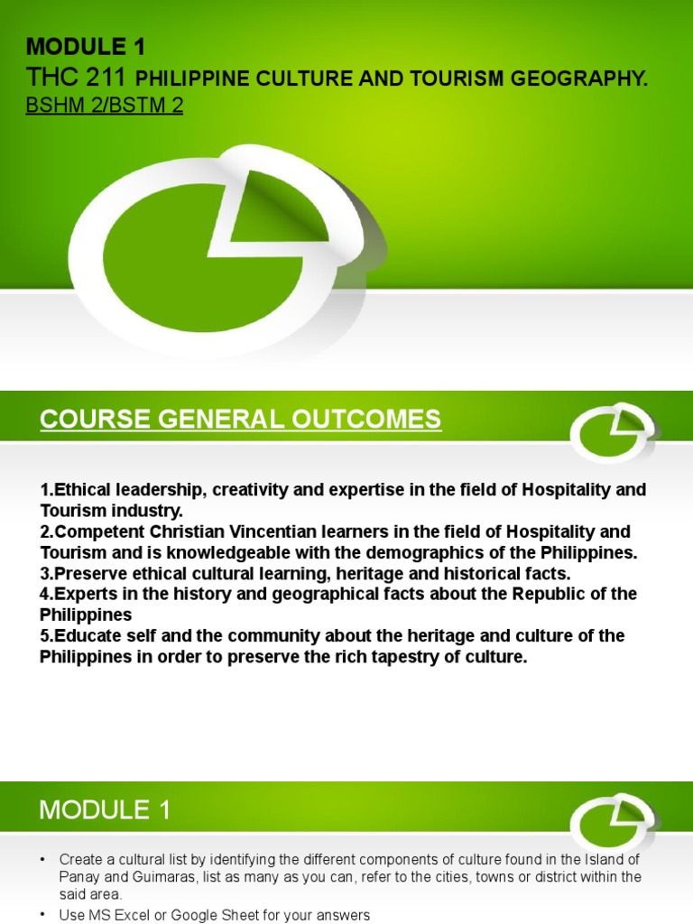 Philippine Culture and Tourism Geography.: BSHM 2/Bstm 2 | PDF | Foreign Language Studies