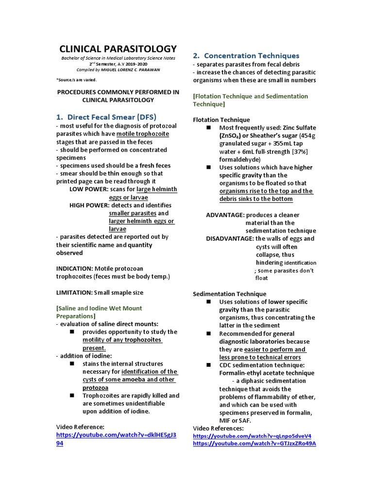 Sheather's Sugar Flotation Technique | PDF | Immunology | Parasitology