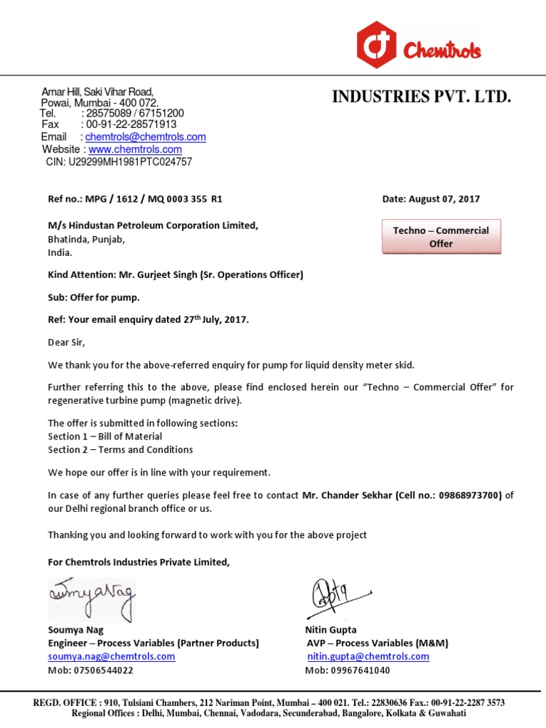 Techno-Commercial Offer | PDF | Value Added Tax | Invoice