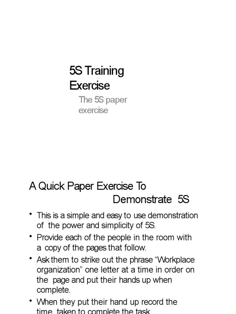 5S Training Exercise Overview | PDF | Business