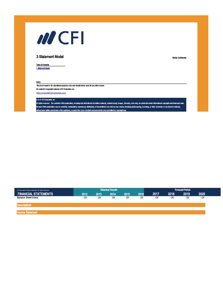 CFI 3 Statement Model Complete | PDF | Copyright | Monopoly (Economics)