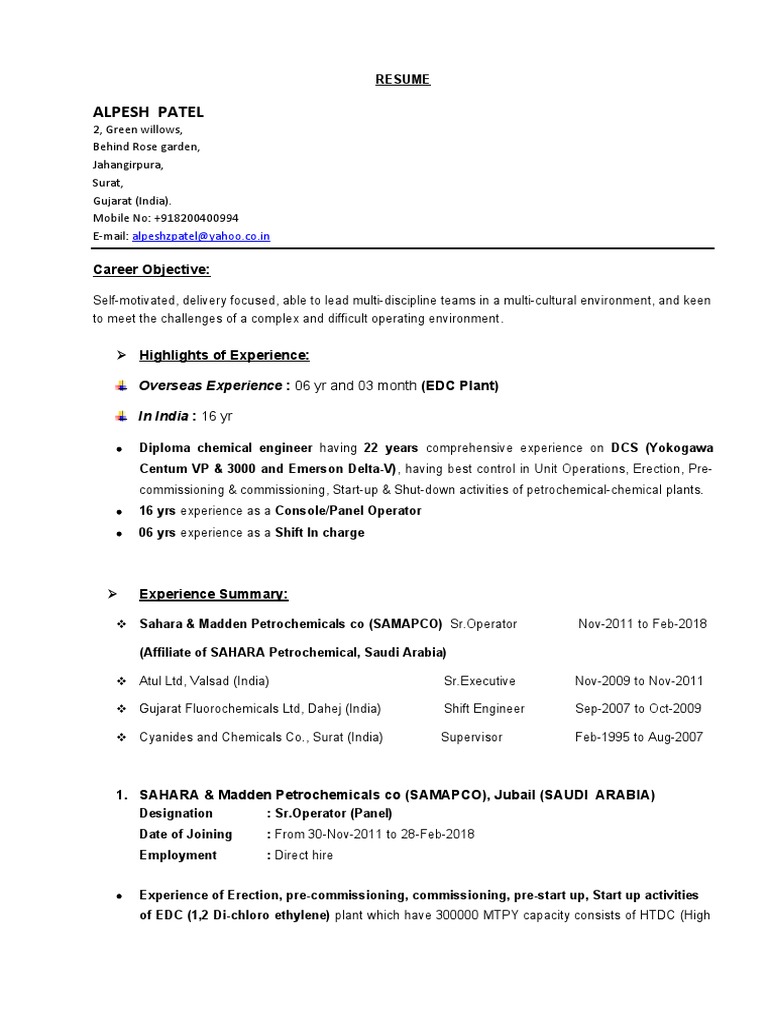 Alpesh Resume | PDF | Chemistry | Nature