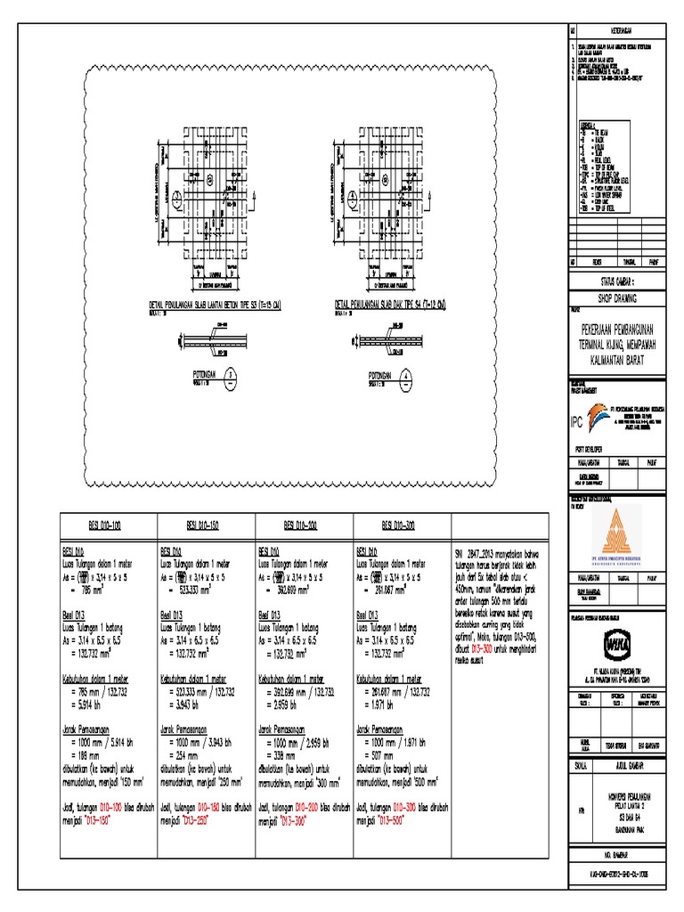 8.DETAIL PENULANGAN SLAB BETON Konversi Besi D10 Ke D13-Model PDF | PDF