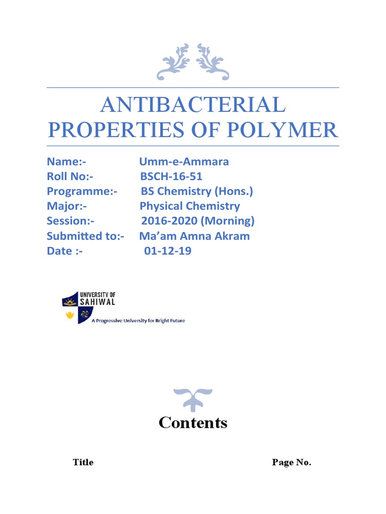 Antibacterial Properties of Polymer | PDF | Antimicrobial | Medical ...