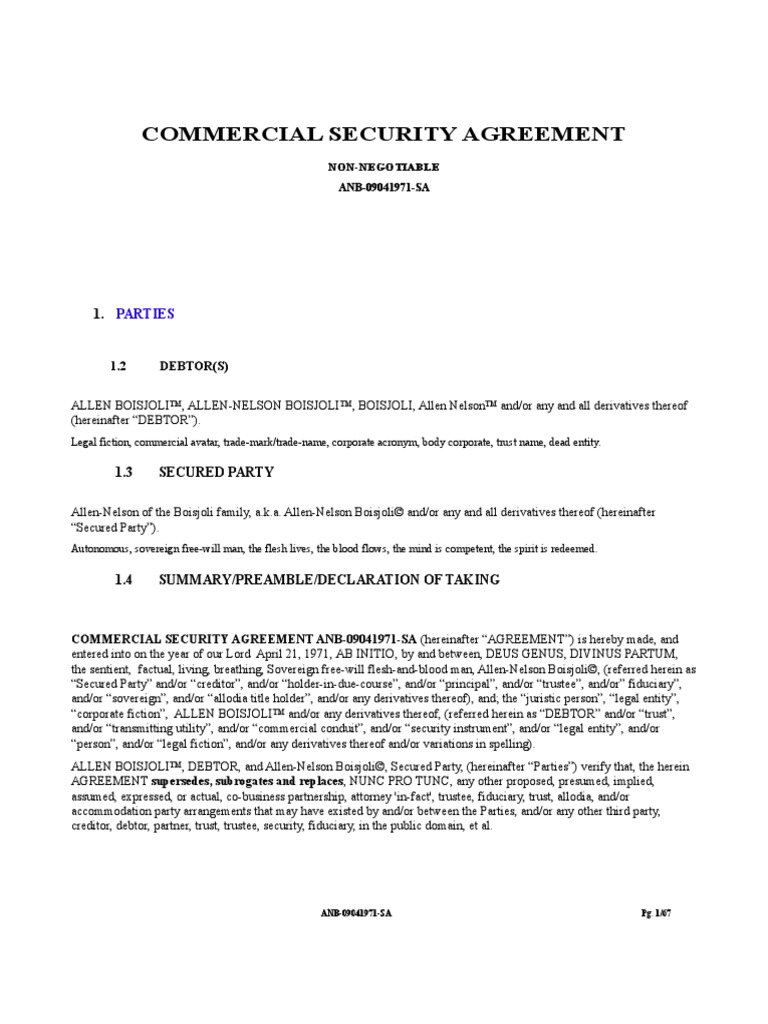 International Commercial Security Agreement Ver.2.0 - ANB 09041971 SA ...