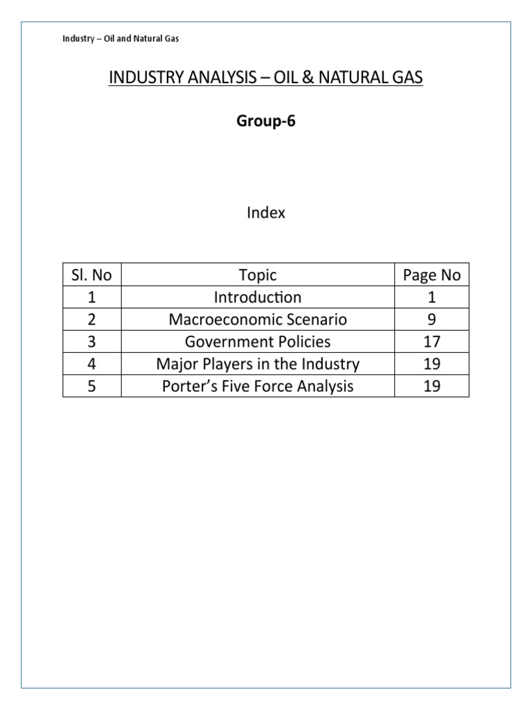 Group 6 Industry Analysis Oil And Natural Gas Pdf Liquefied