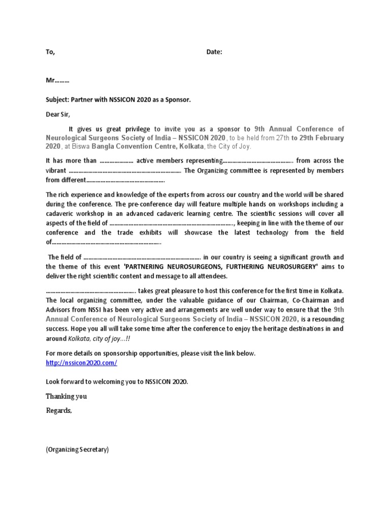 Sponsor Invitation Letter | PDF