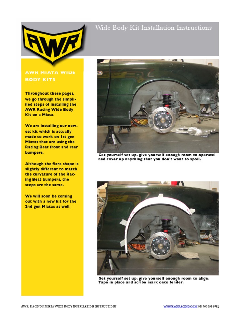 Wide Body Kit Installation Instructions | PDF | Industrial Processes ...