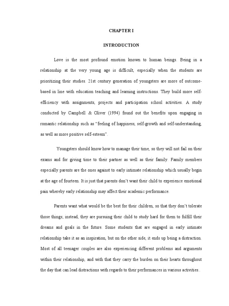 Correlation of Early Intimate Relationship of Students To Their Academic Performances | PDF ...