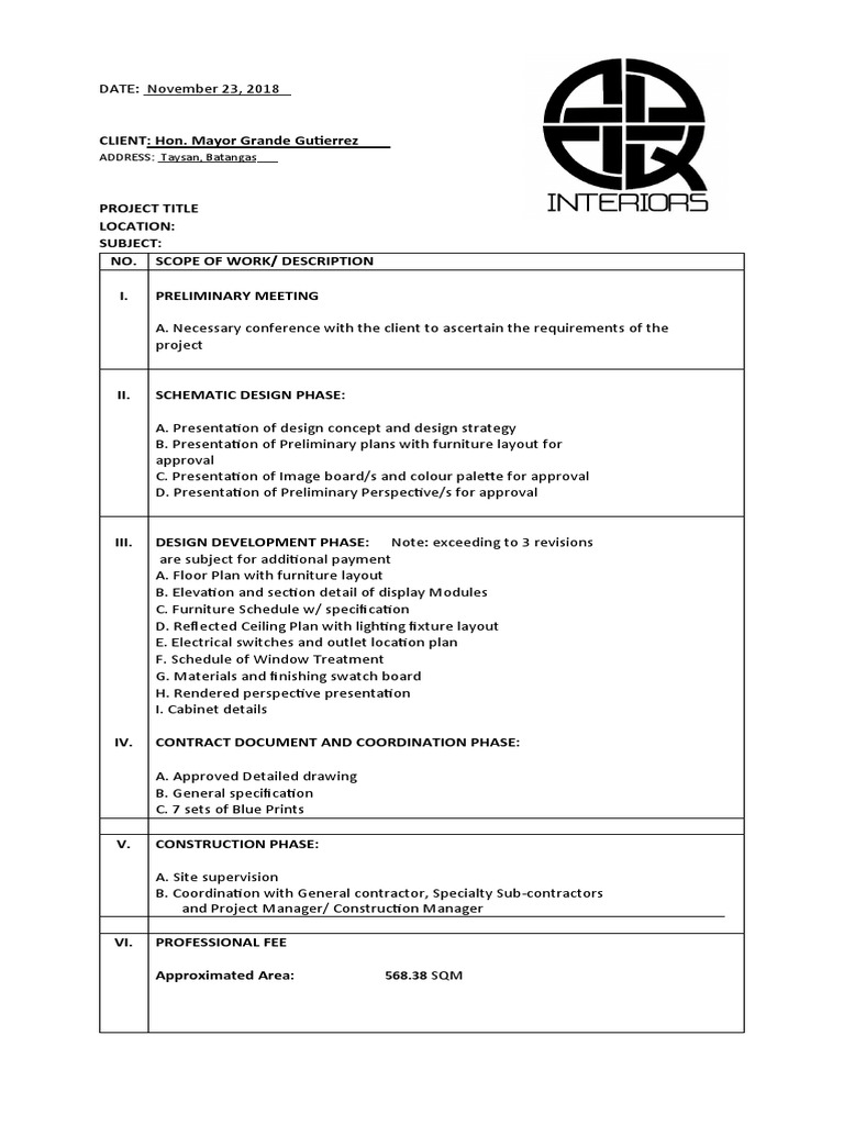 Quotation For Design and Supervision-Sample Only | PDF | Business