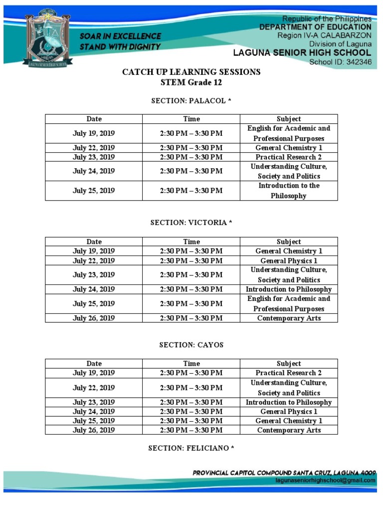 Catch Up Learning Sessions STEM Grade 12 | PDF | Cognition | Learning