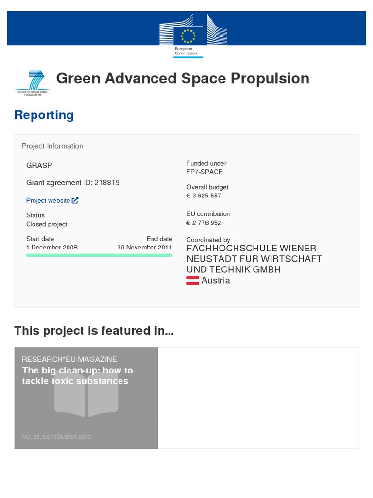 Green Advanced Space Propulsion | PDF | Rocket Propellant | Rocket Engine