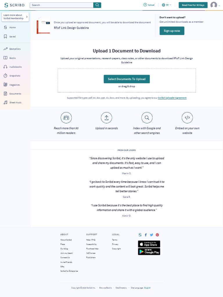 Upload 1 Document To Download: Rfof Link Design Guideline | PDF | Scribd | Multimedia