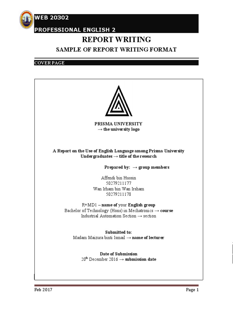 Module 2 - SAMPLE OF REPORT WRITING FORMAT | PDF | English Language ...
