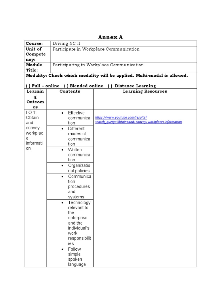 Driving NC II Training Plan New Normal 3 | PDF | Vehicles ...