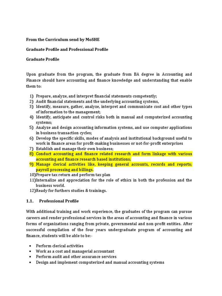 Comments On Graduate Profile and Proposed Graduate Profile | PDF ...