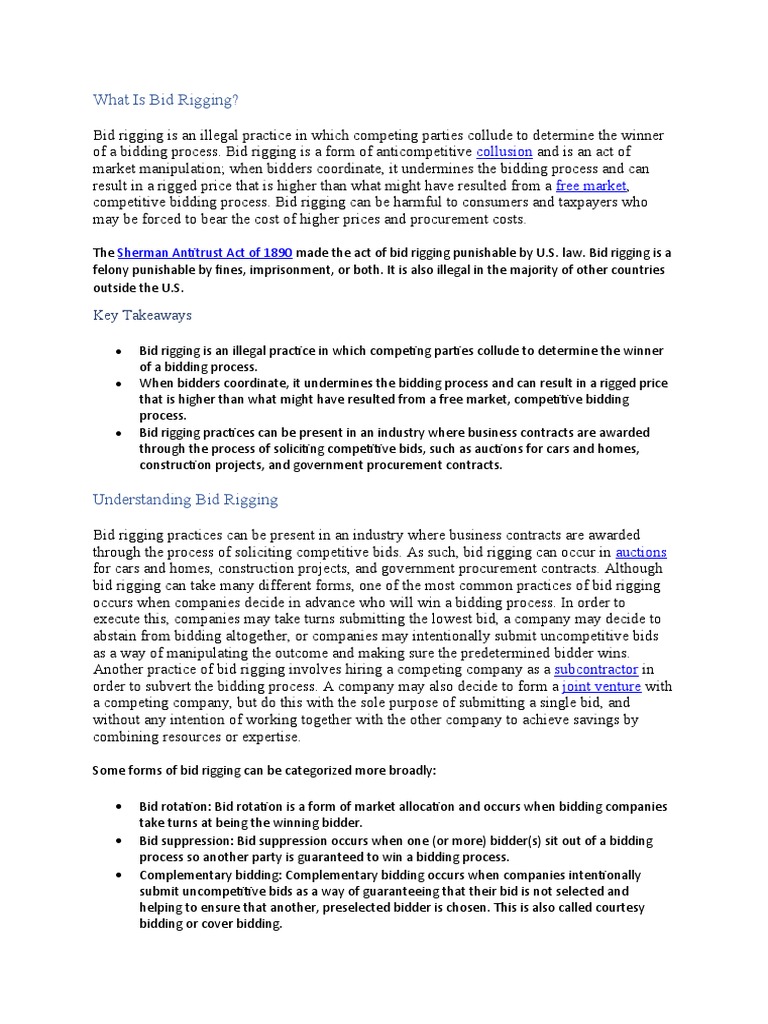 What Is Bid Rigging | PDF | Price Fixing | Auction