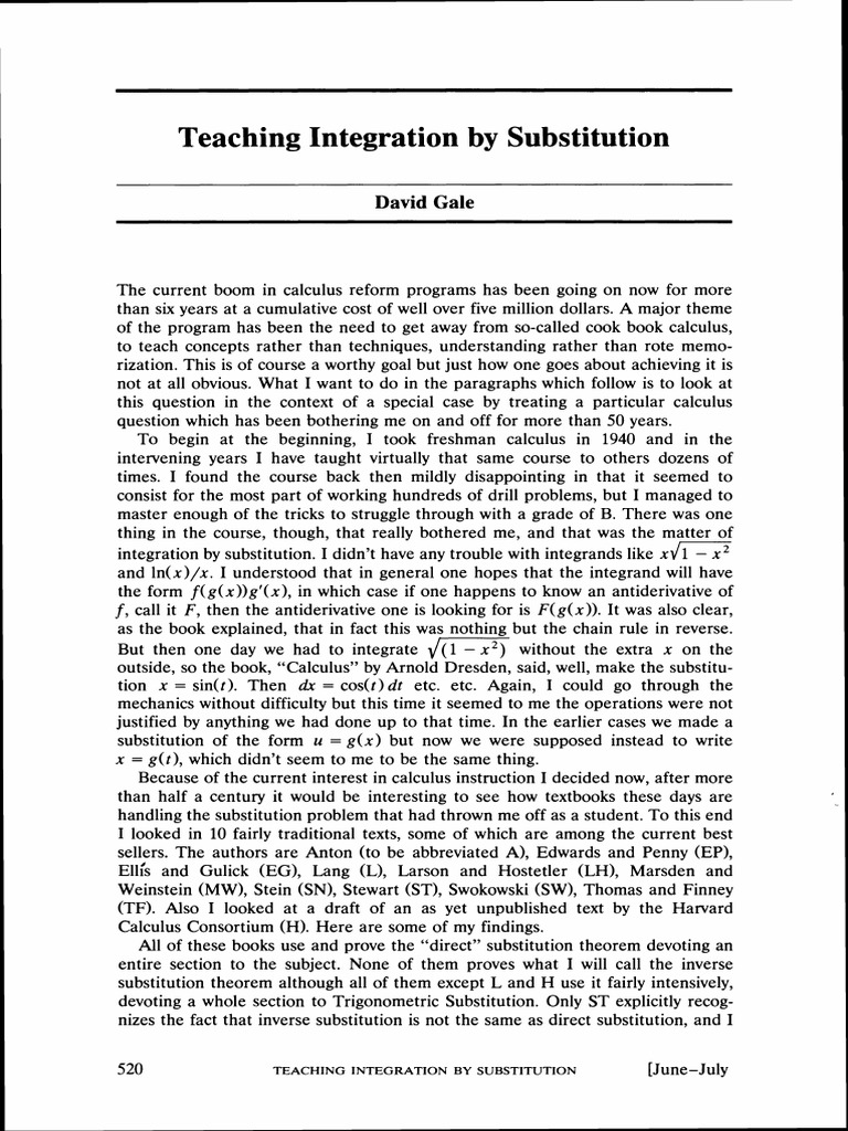 To Know About Substitution | PDF | Function (Mathematics) | Integral