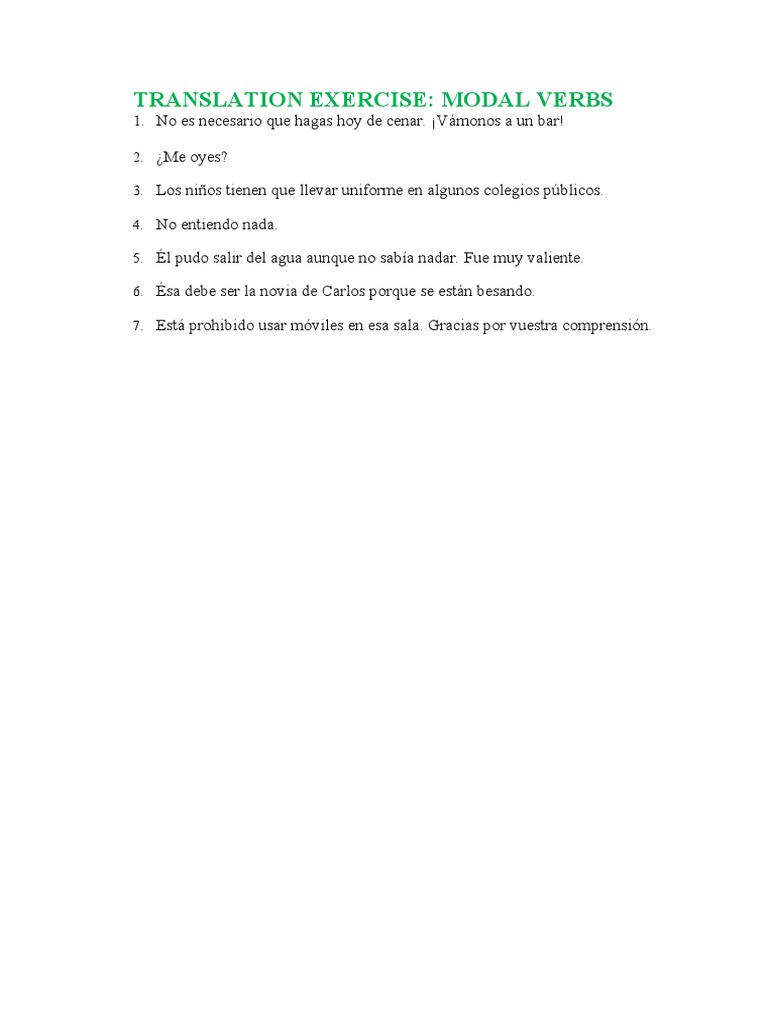 Modal Verbs - Exercise - b1 | PDF
