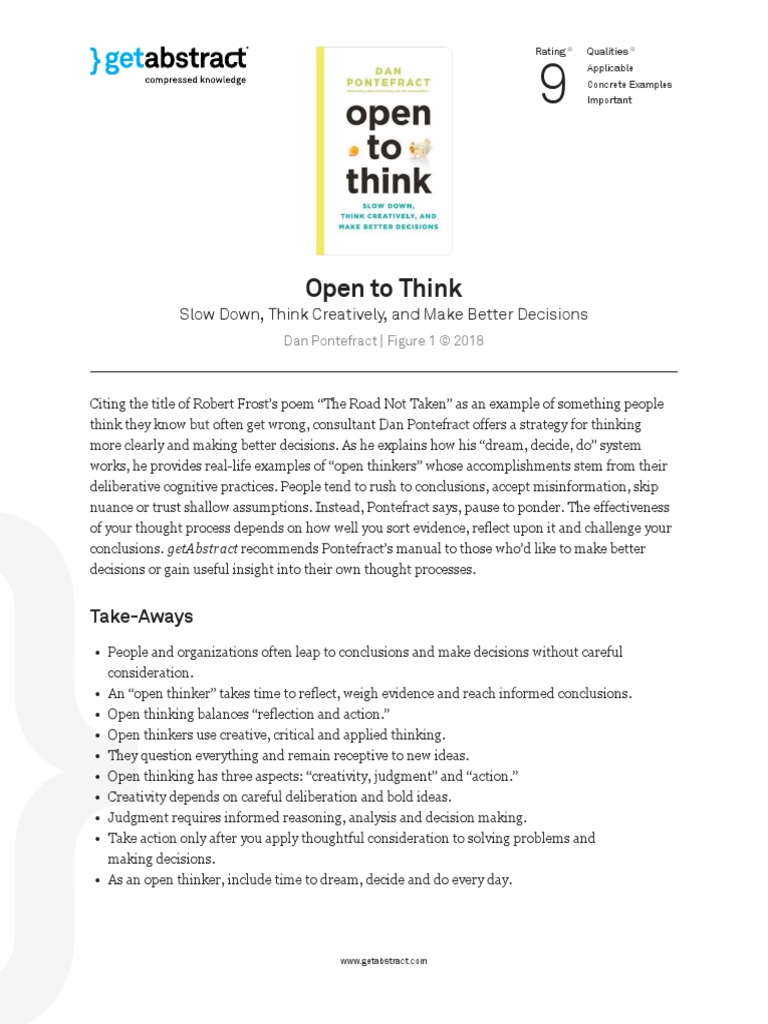 Open To Think | PDF | Thought | Critical Thinking