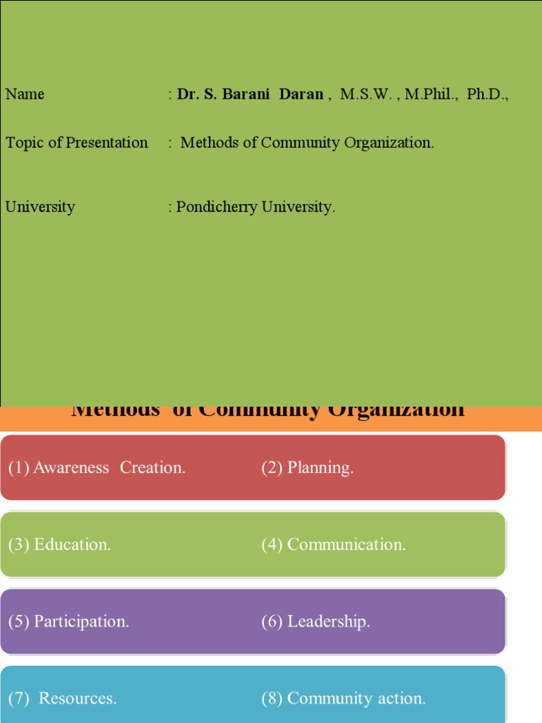 Methods of Community Organisation | PDF