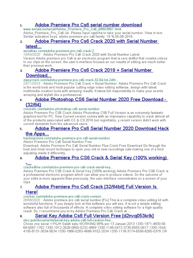 Adobe Premiere Pro Cs6 Serial Number Download | PDF | Adobe Photoshop ...