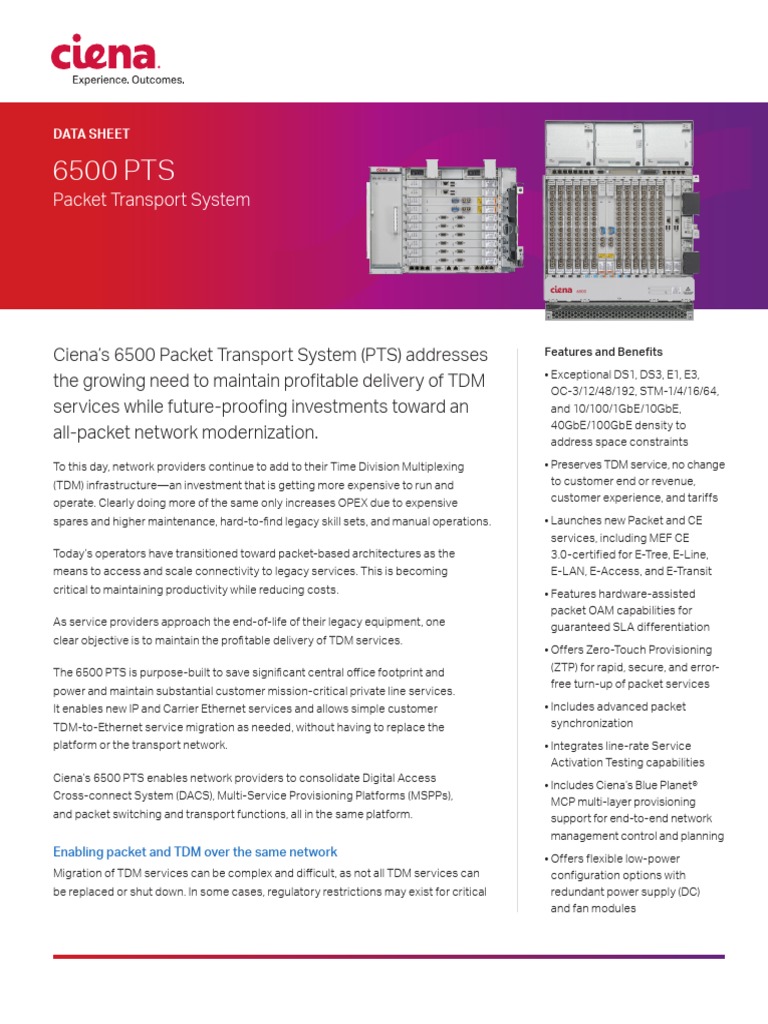 Ciena 6500 - PTS - Packet - Transport - System - DS | PDF | Multiprotocol Label Switching ...