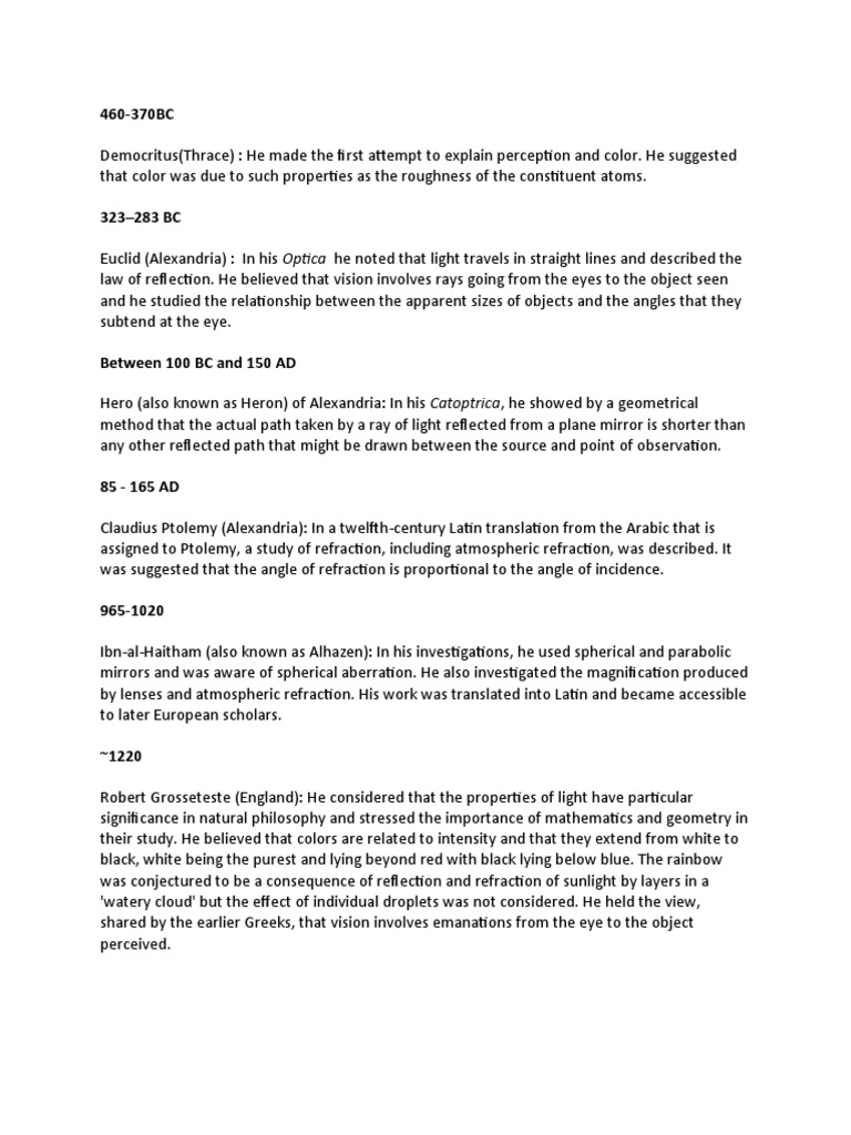 History of Optics (Yearwise) | PDF | Laser | Light
