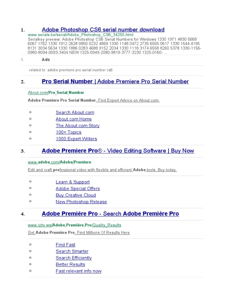 Find and Search Adobe Premiere Pro Cs6 Serial Number | PDF