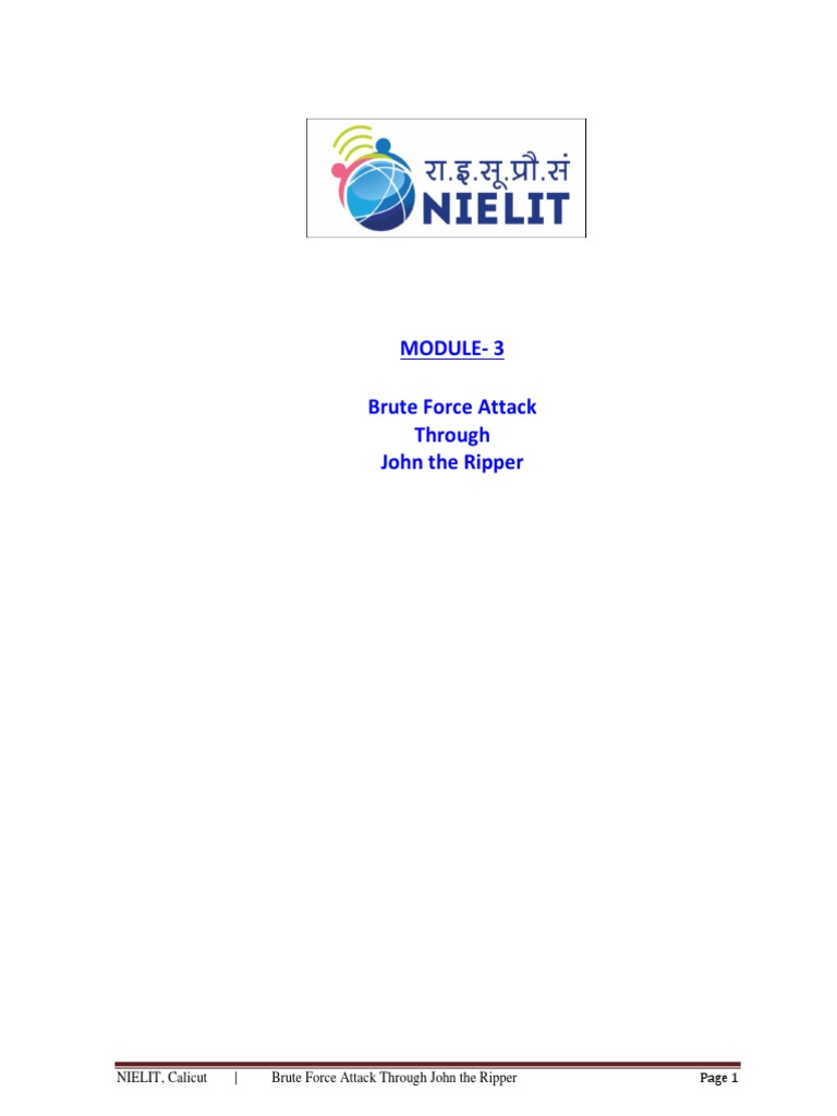 MODULE 3 Brute Force Attack Through John The Ripper PDF | PDF | Obfuscation | Password