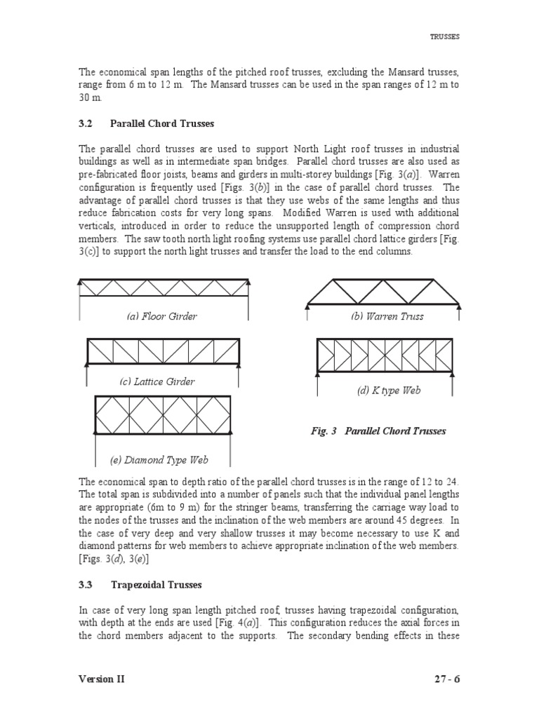 Overview of Parallel Chord Trusses | PDF