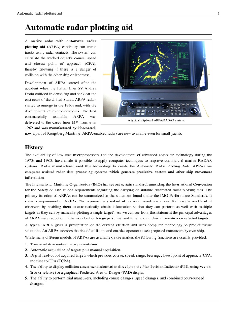 Automatic Radar Plotting Aid: History | PDF | Microwave Technology ...