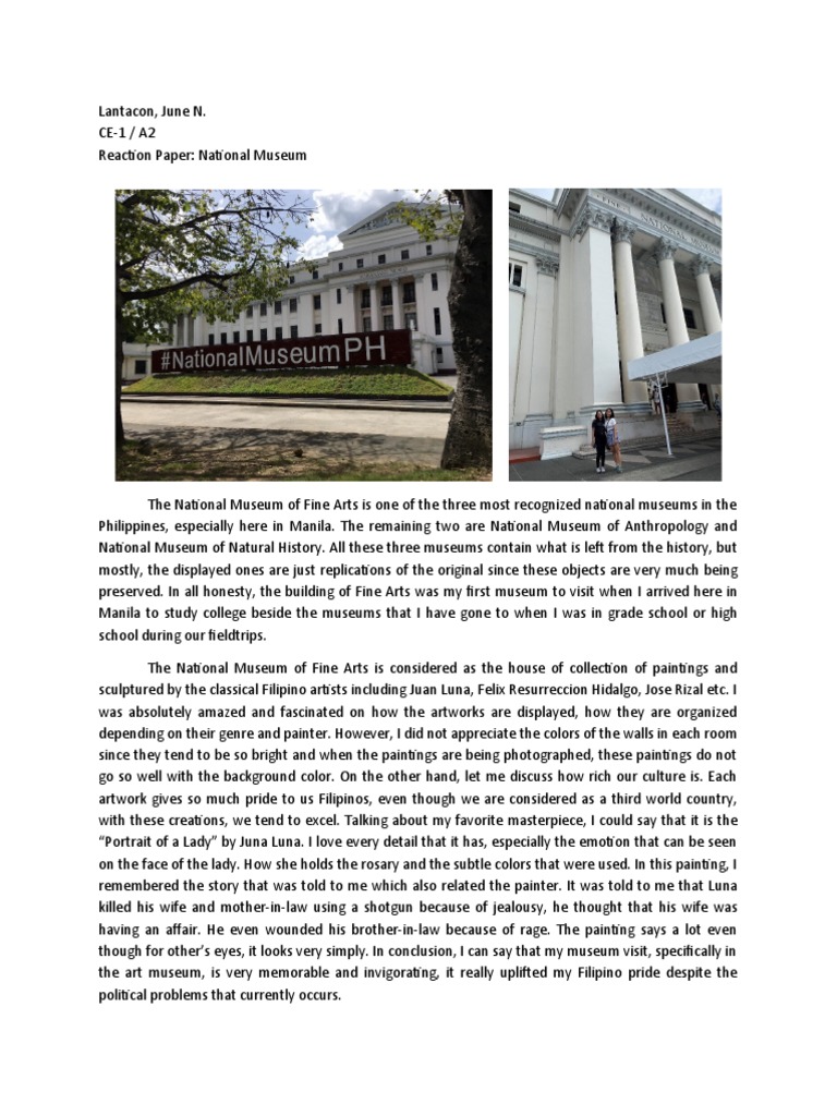 Reaction Paper - National Museum | PDF