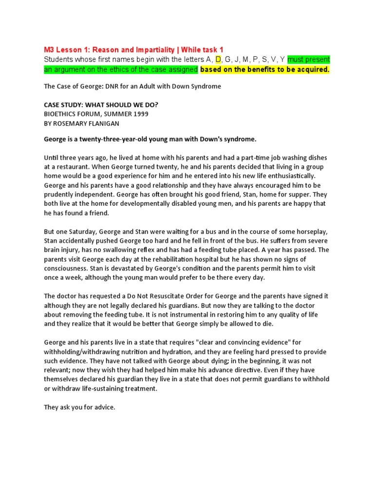 M3 Lesson 1: Reason and Impartiality - While Task 1: Case Study: What ...