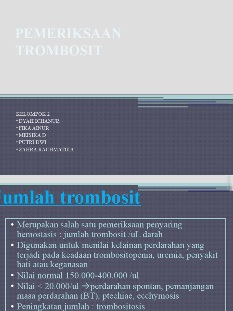 KEL 2 - Pemeriksaan Trombosit | PDF