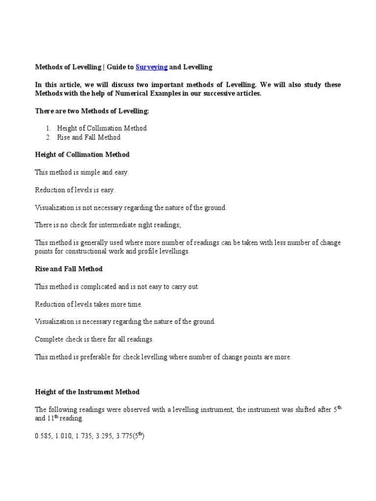Methods of Levelling | PDF | Teaching Mathematics | Nature