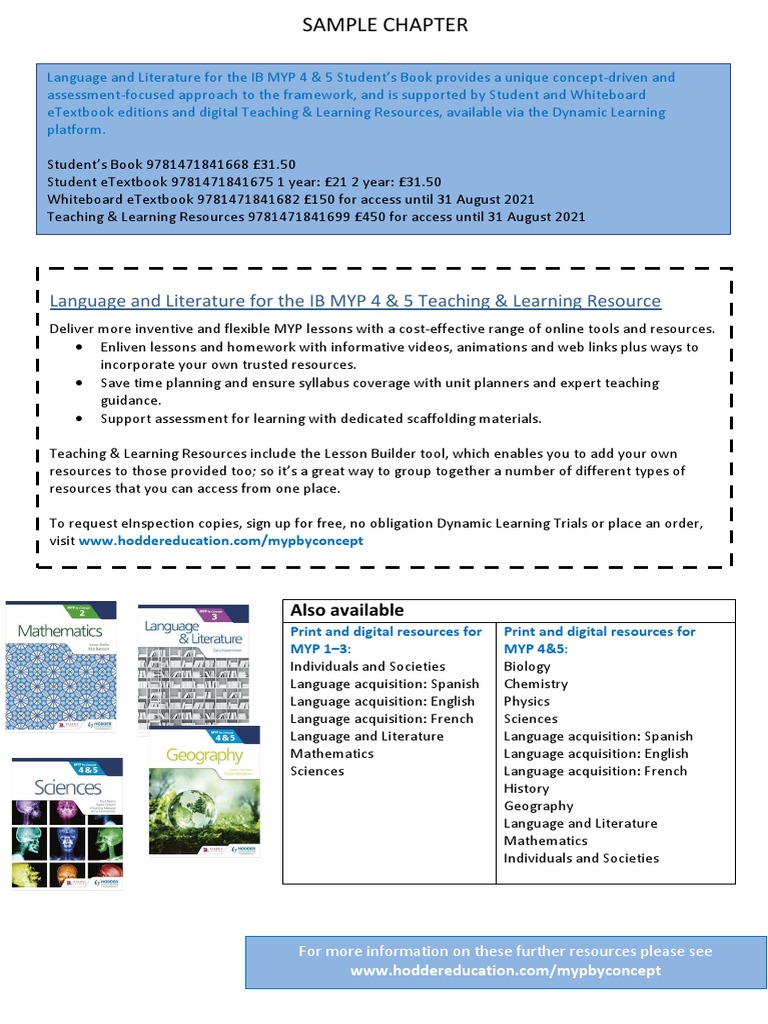 Sample Chapter: Language and Literature For The IB MYP 4 & 5 Teaching ...