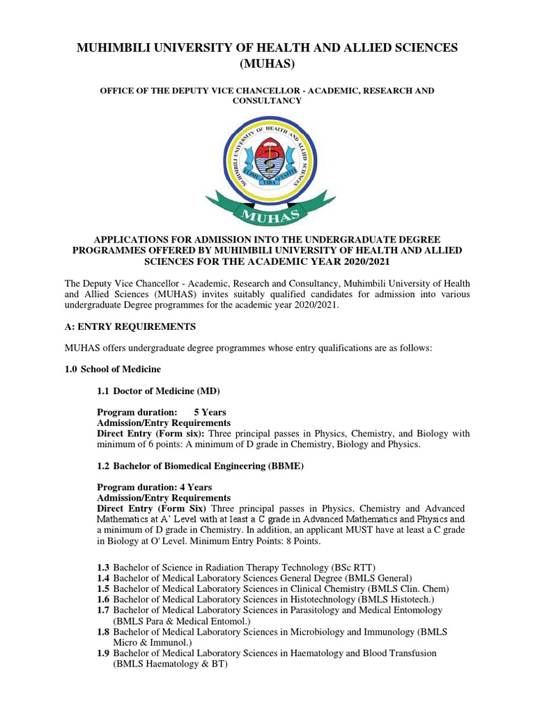 Muhimbili University of Health and Allied Sciences (Muhas) : For The ...
