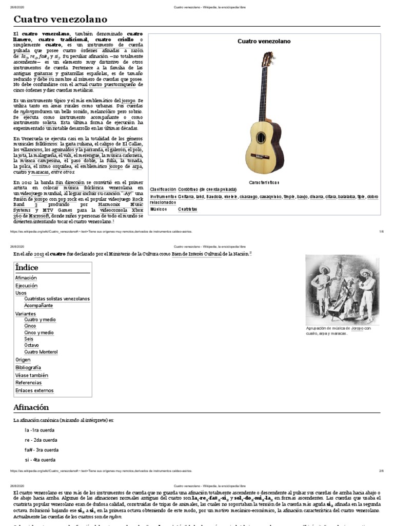 Características y usos del cuatro venezolano | PDF | Instrumentos de ...