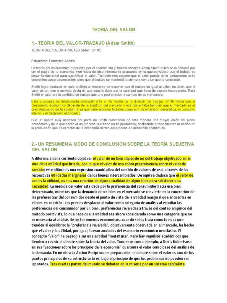 Teoria Del Valor | PDF | Utilidad marginal | Teoría